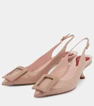 ROGER VIVIER Virgule Leather Slingback Pumps - Beige