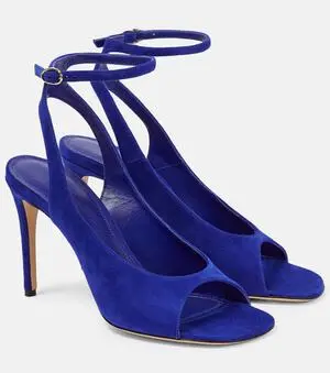 Victoria Beckham Suede Slingback Sandals - Blue