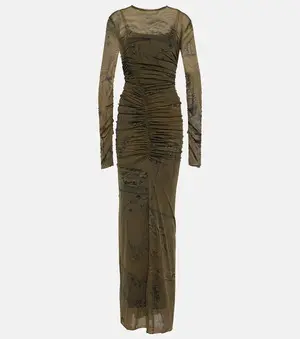 Blumarine Printed Ruched Maxi Dress