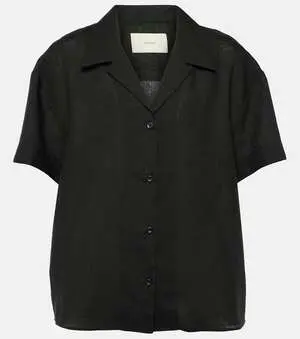Asceno Prague Linen Shirt - Black