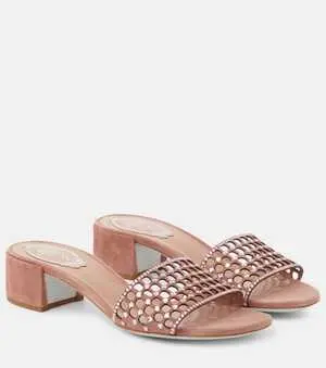 Rene Caovilla Mid Heel Mules Clogs For Women
