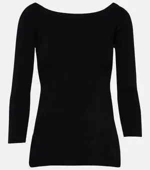 Veronica Beard Derick Ribbed-knit Off-shoulder Sweater
