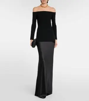 Veronica Beard Derick Ribbed-knit Off-shoulder Sweater