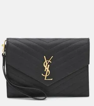 Saint Laurent Cassandre Matelasse Leather Clutch - Black