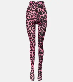 Alex Perry Cadie Leopard-print Tights - Multicoloured