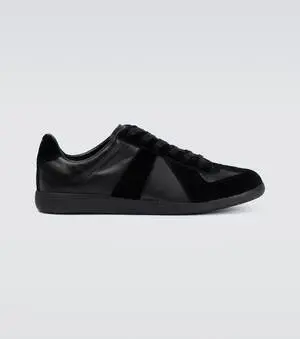 MAISON MARGIELA Replica Leather And Suede Sneakers - Black