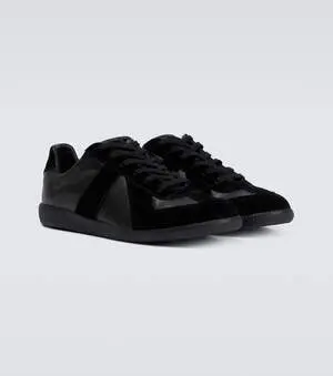 MAISON MARGIELA Replica Leather And Suede Sneakers - Black
