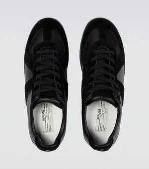 MAISON MARGIELA Replica Leather And Suede Sneakers - Black