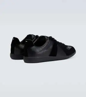 MAISON MARGIELA Replica Leather And Suede Sneakers - Black