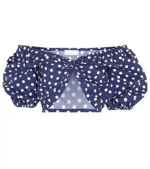 Caroline Constas Rhys Polka-dot Crop Top