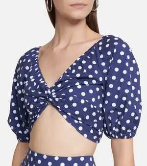 Caroline Constas Rhys Polka-dot Crop Top