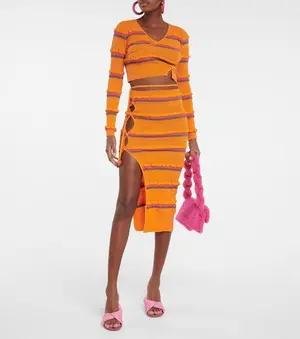 Jacquemus La Jupe Maille Concha Midi Skirt - Orange