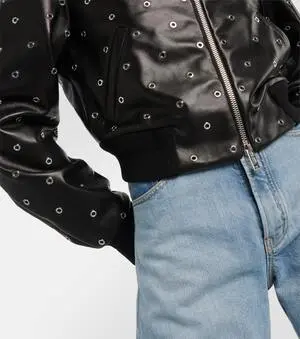 Alaïa Studded Leather Bomber Jacket