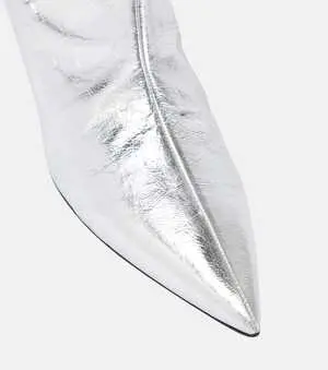 JIL SANDER Metallic Leather Ankle Boots - Silver