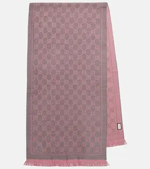 Gucci Gg Wool Jacquard Scarf - Brown