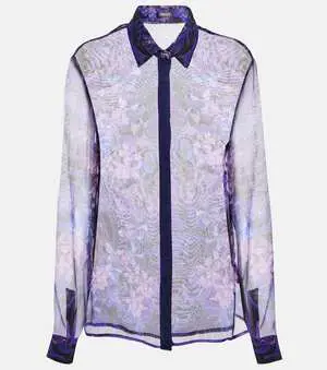 Versace Floral Silk Chiffon Shirt