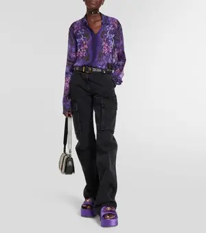 Versace Floral Silk Chiffon Shirt