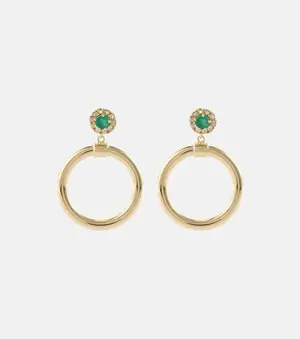Ileana Makri Endless 18kt Yellow Hoop Earrings With Emeralds And Diamonds - Gold