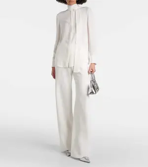 Valentino Garavani Tie-neck Silk Blouse - White