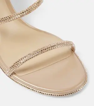 Rene Caovilla Embellished Satin Sandals - Beige