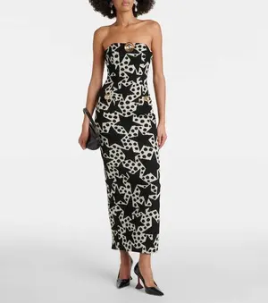 AREA Crystal-embellished Jacquard Maxi Dress