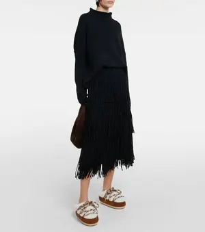Moon Boot Suede-trimmed Shearling Mules - White