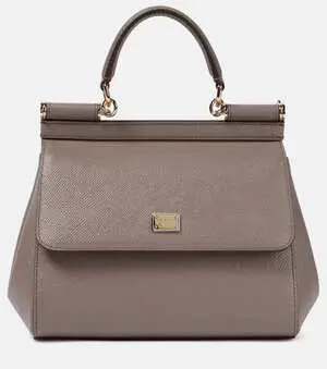 Dolce & Gabbana Sicily Small Leather Shoulder Bag - Brown