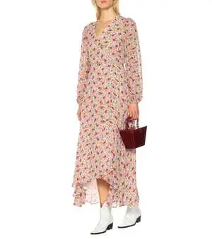 GANNI Floral Georgette Wrap Dress