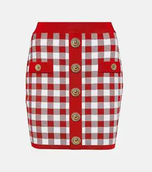 Balmain Gingham Knit Miniskirt - Multicoloured