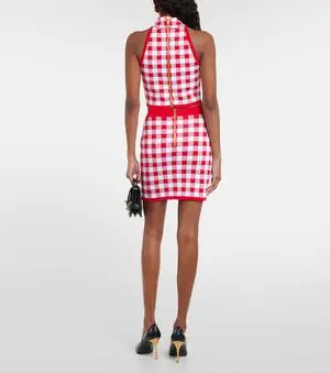 Balmain Gingham Knit Miniskirt - Multicoloured