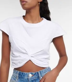 Isabel Marant Étoile Zineae Cotton Jersey Cropped Top - White