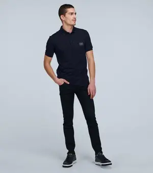 Dolce & Gabbana Plaque Polo Shirt - Black
