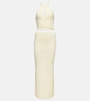 AYA MUSE Veluti Embellished Crochet Maxi Dress - Beige