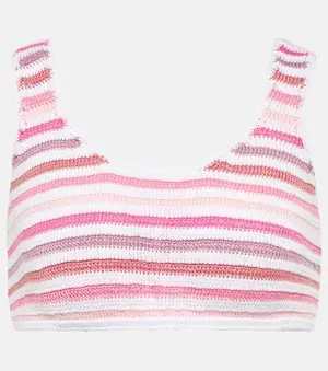Anna Kosturova Striped Crochet Crop Top