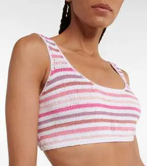 Anna Kosturova Striped Crochet Crop Top
