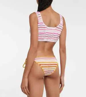 Anna Kosturova Striped Crochet Crop Top