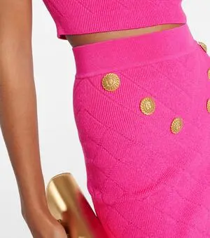 Balmain Embellished Knit Miniskirt - Pink