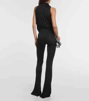 Versace X Dua Lipa Gathered Jersey Flared Pants