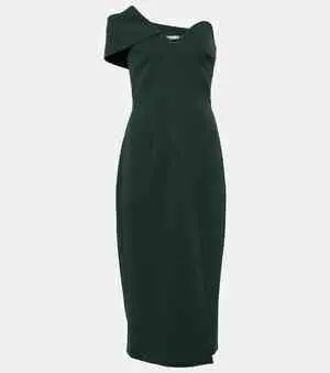 Safiyaa Asymmetric Crepe Midi Dress