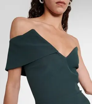 Safiyaa Asymmetric Crepe Midi Dress
