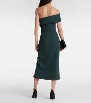 Safiyaa Asymmetric Crepe Midi Dress