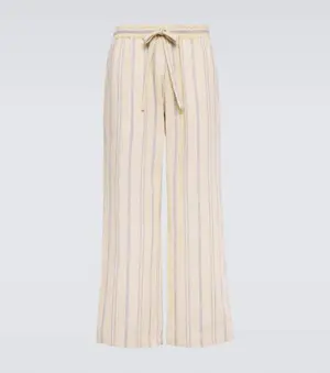 Commas Floral Jacquard Stripe Pants - Multicoloured