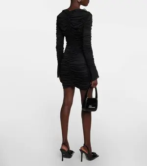 Blumarine Deep V-neck Ruched Minidress