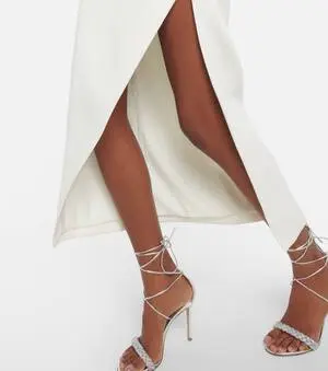 David Koma Feather-trimmed Midi Dress