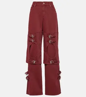 Blumarine Mid-rise Boyfriend Jeans With Buckles And Cut-outs - Red