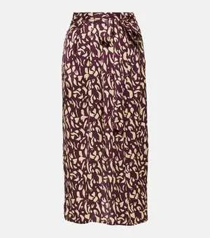 Velvet By Graham & Spencer Juno Printed Satin Midi Skirt - Multicoloured