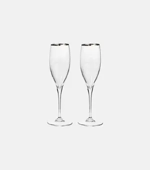 Balenciaga Set Of Two Champagne Flute Glasses - Silver