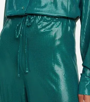 Oseree Lame Wide-leg Pants
