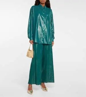 Oseree Lame Wide-leg Pants