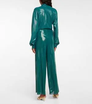 Oseree Lame Wide-leg Pants